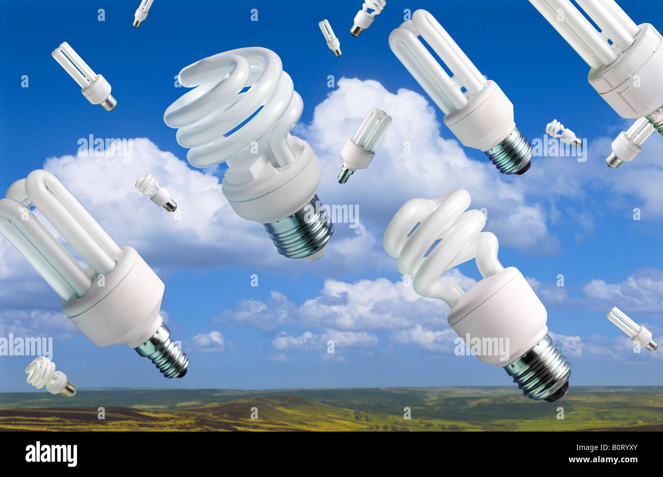 old fashioned energy saving light bulbs Stock Photo - Alamy