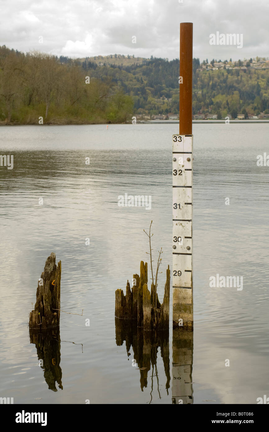 Depth marker in Lake Sammamish Stock Photo - Alamy
