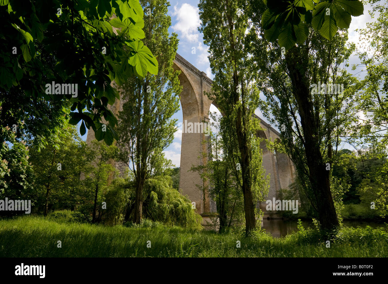 Old railway viaduct crossing river Creuse, Le Blanc, Indre, France Stock Photo - Alamy