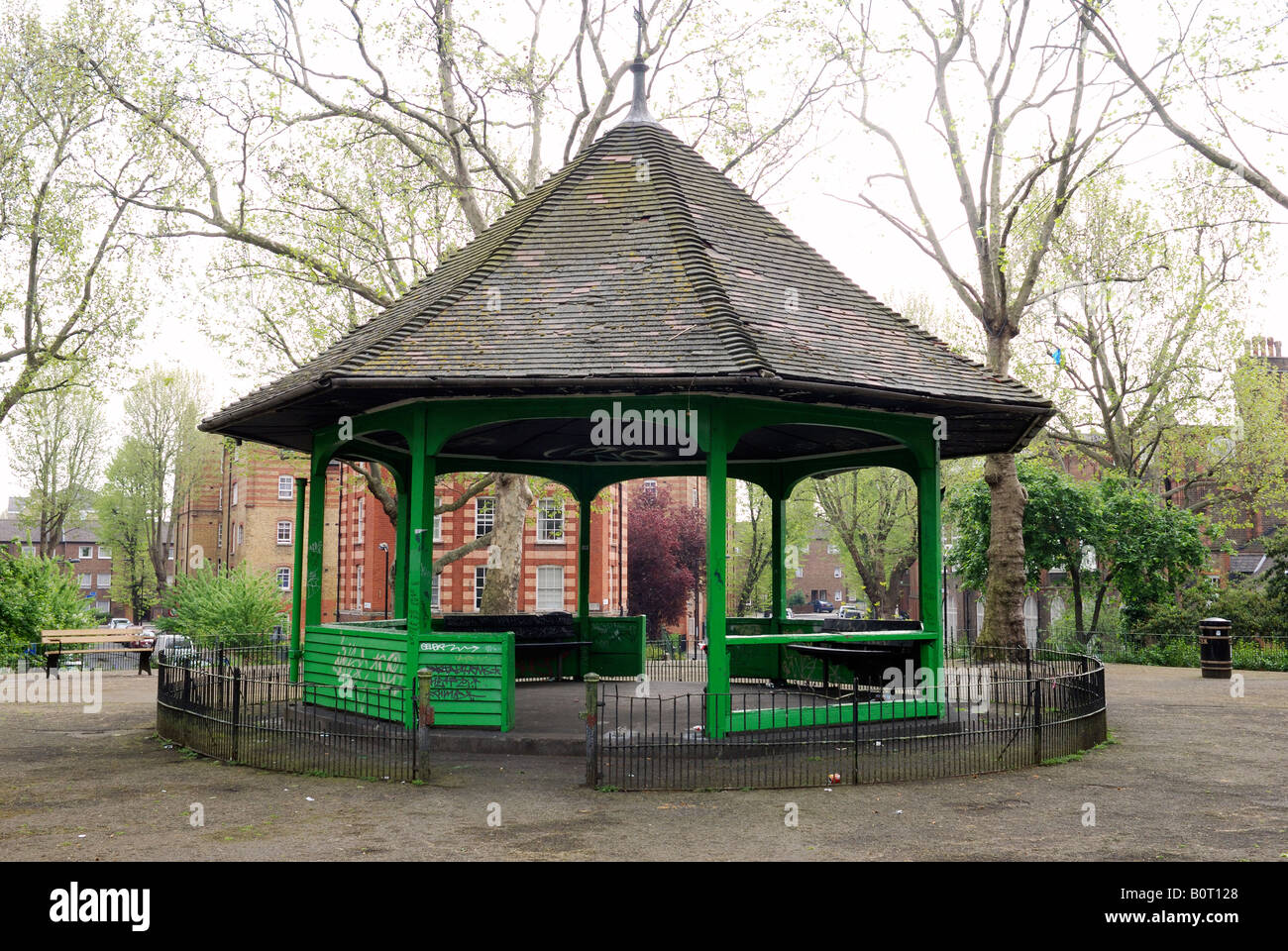 OLD VICTORIAN BANDSTAND CIRCLED BY BUILDINGS IN EAST LONDON Stock Photo ...
