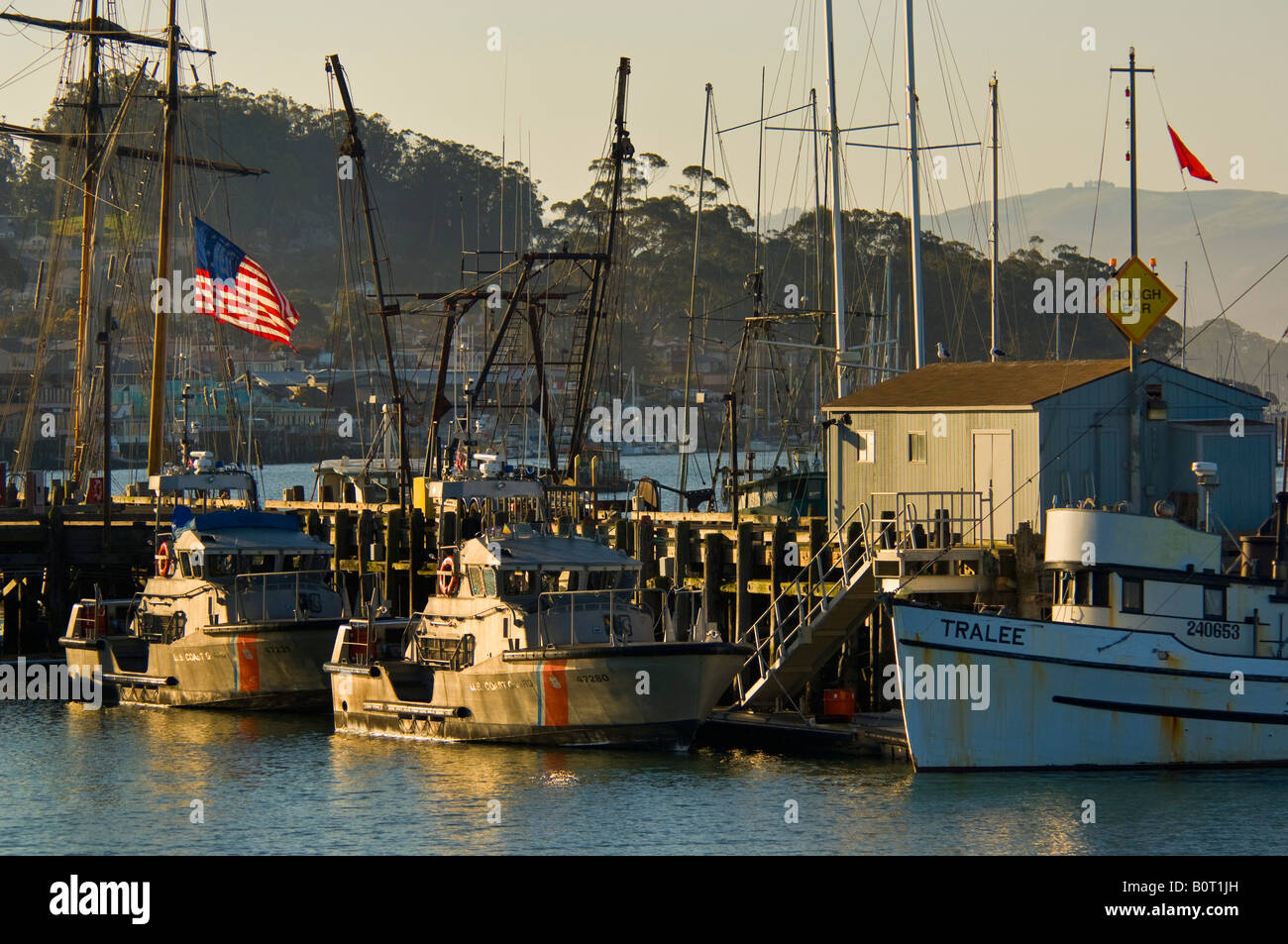 Coast Guard 47 Motor Life boats at station dock in harbor Morro Bay ...