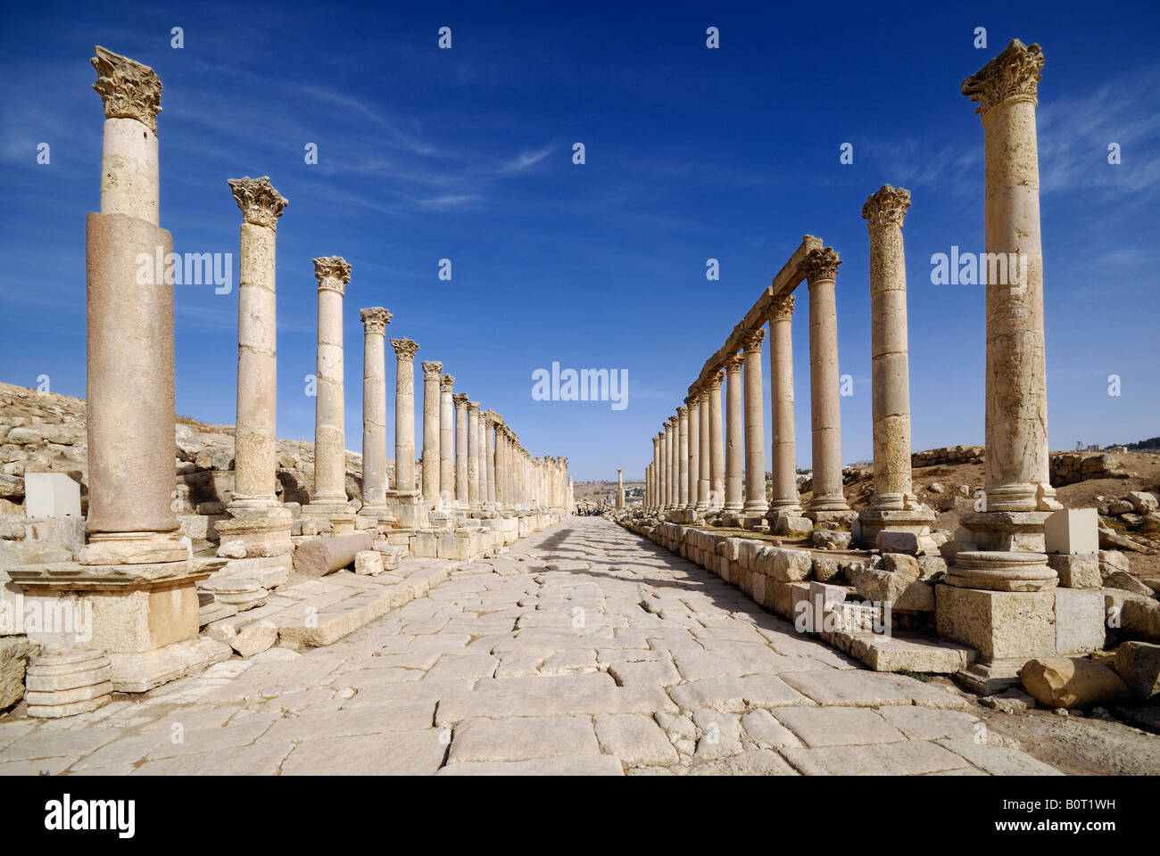 columns of Cardo Maximus in Ruins of Jerash Roman Decapolis city dating ...