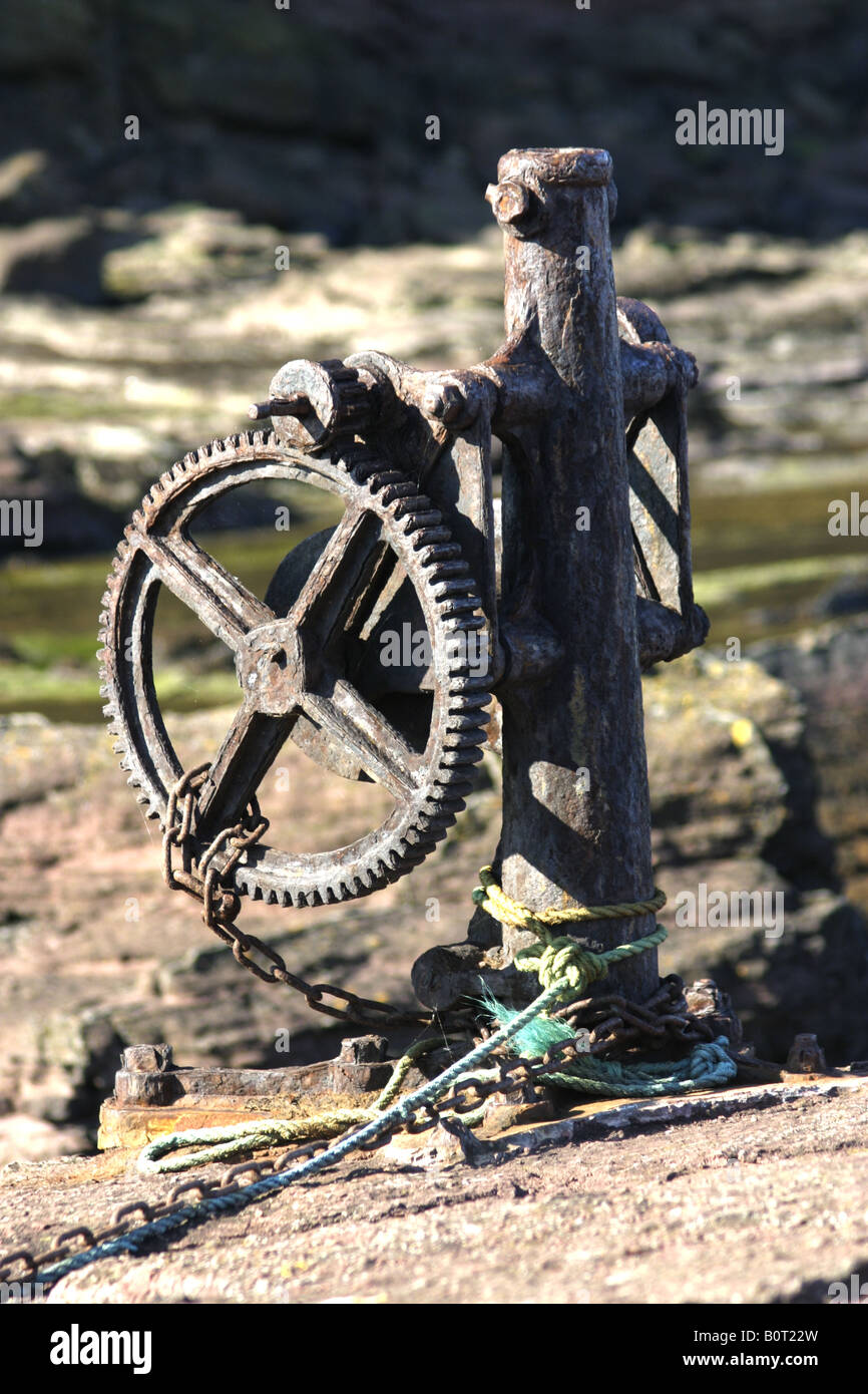 Old and disused rusty winch Stock Photo - Alamy