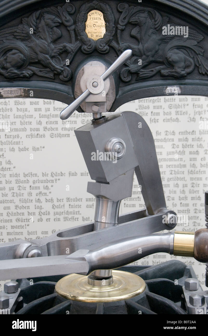 Old print machine displayed at the Deutsches Museum in the city of ...