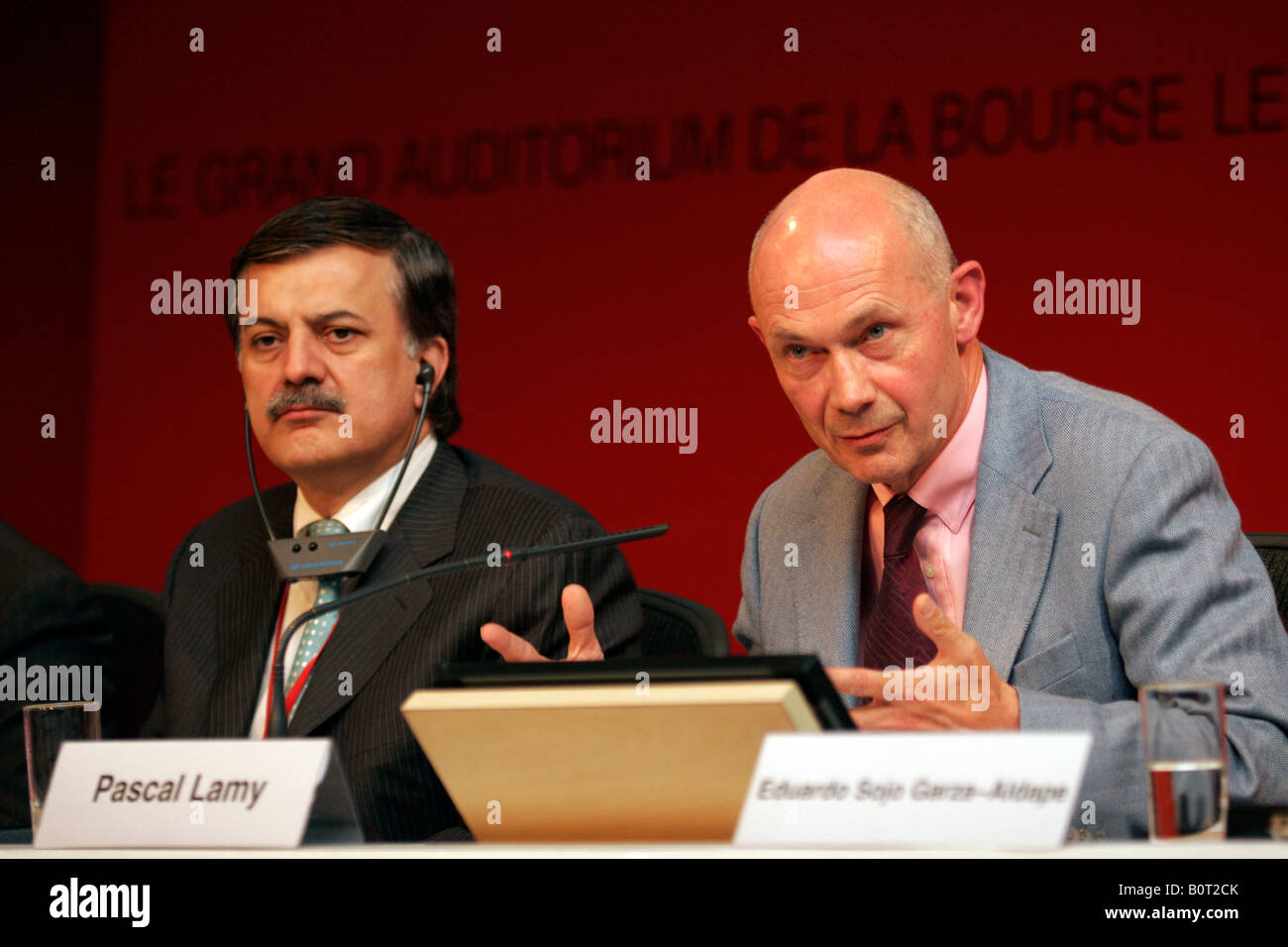 Pascal Lamy right World Trade Organization Director speaks at the OECD ...