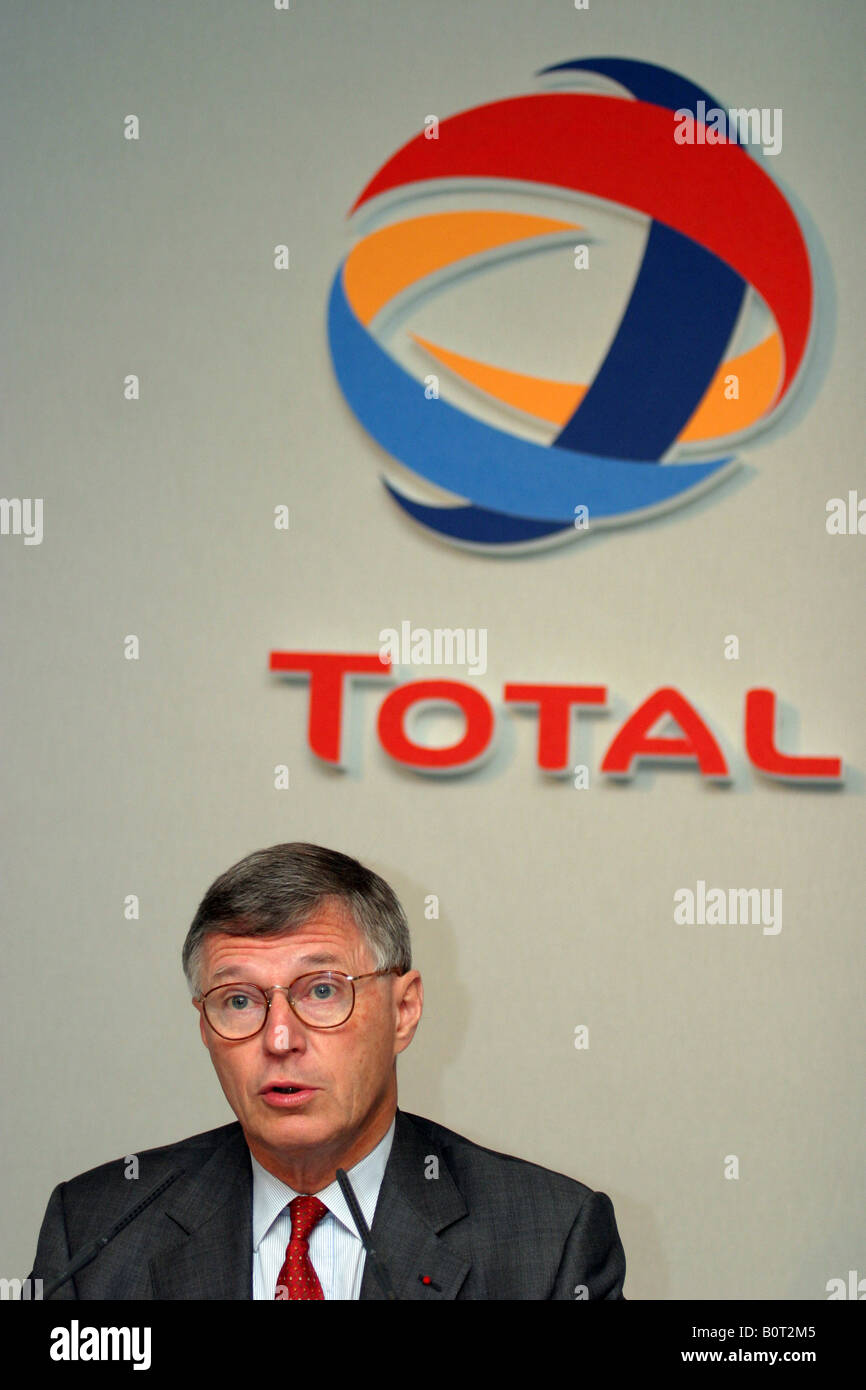 Thierry Desmarest CEO of Total speaks at a press conference in Paris ...