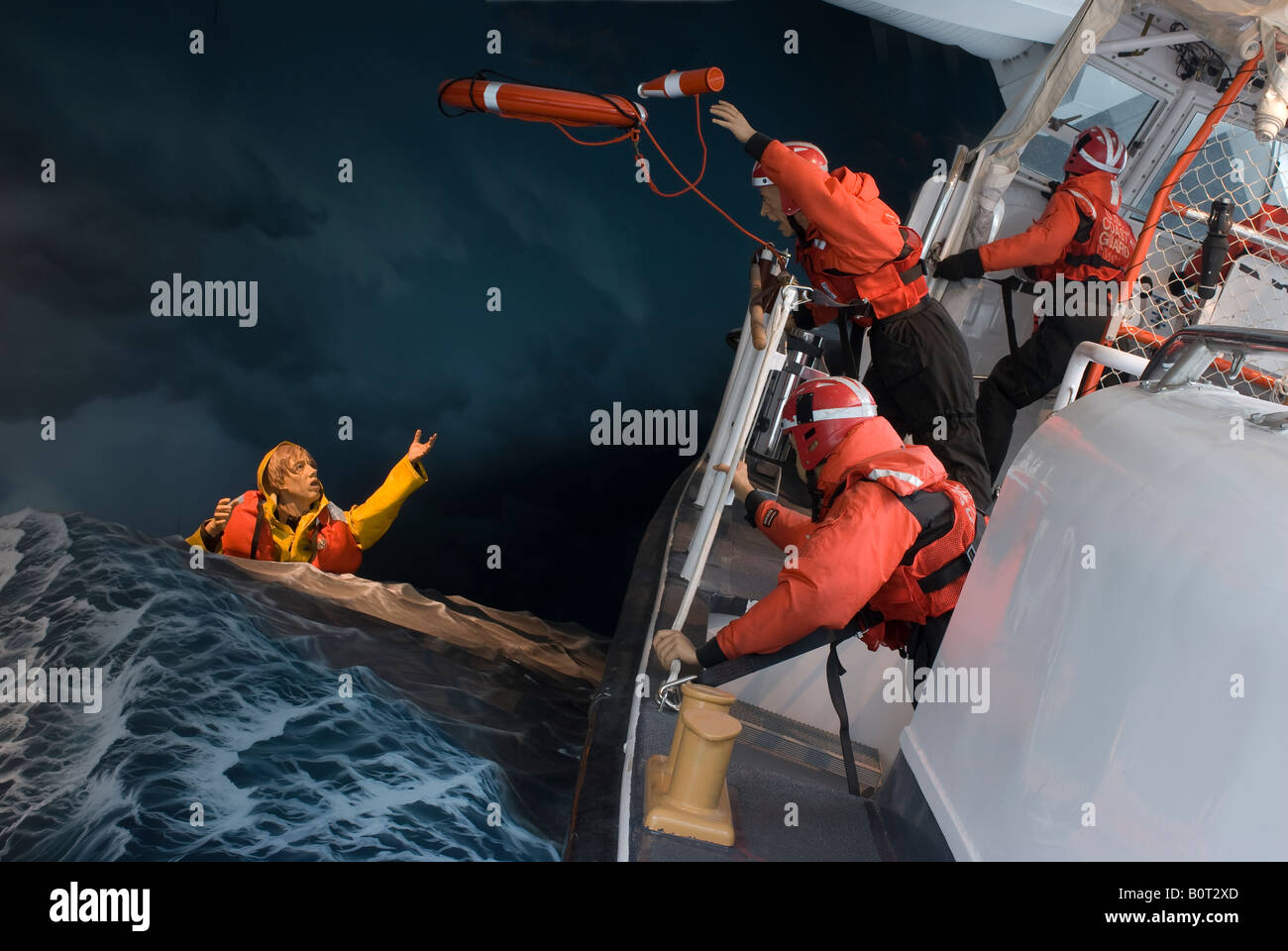 rescue at sea simulated by US "Coast Guard" 1 person in water, 3 ...
