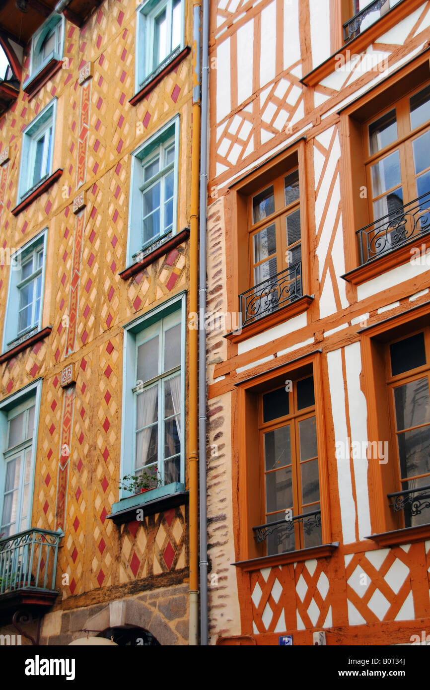 Medieval houses in the old centre of Rennes Brittany France Stock Photo ...