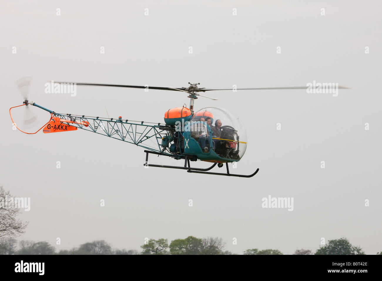 Westland Bell 47G-4A G-AXKX in flight @ Breighton Airfield Stock Photo ...