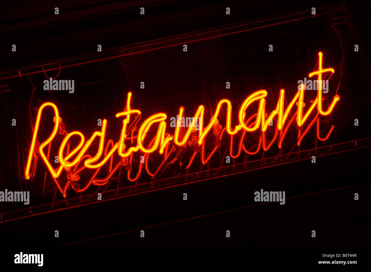 Restaurant neon sign Stock Photo - Alamy