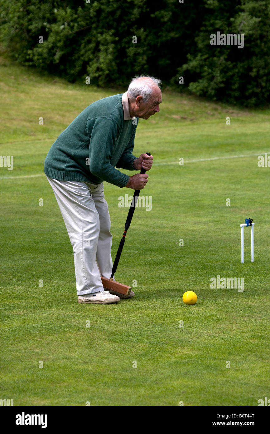 Man Playing Croquet Duffryn House Gardens Stock Photo - Alamy