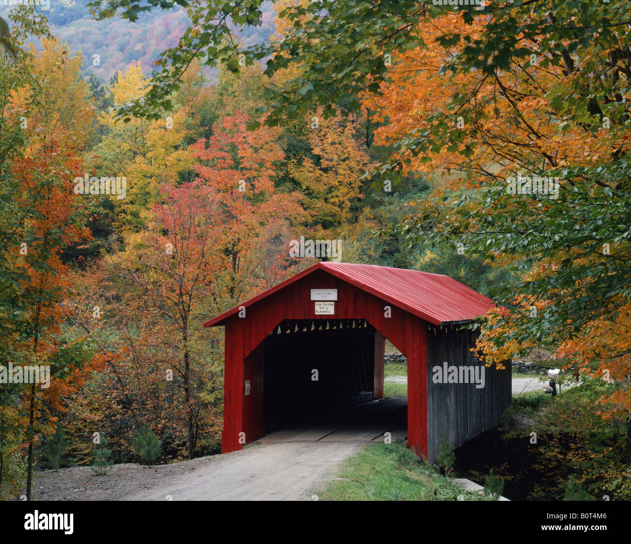 Covered Bridge in Autumn- New England Stock Photo - Alamy