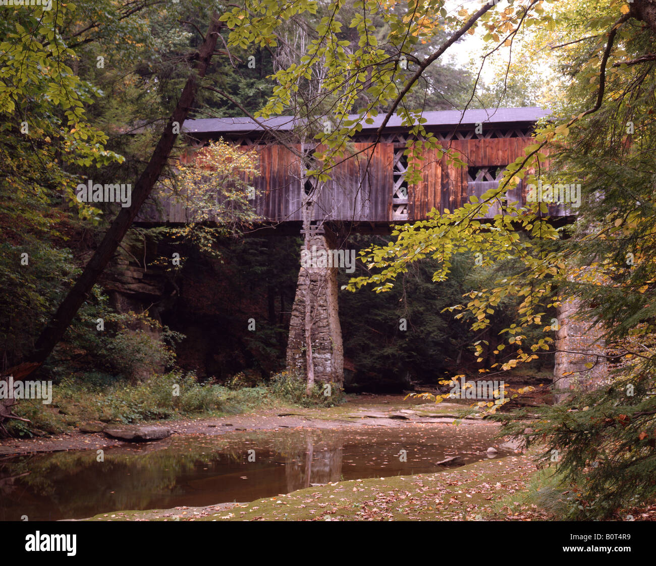 Rustic Covered Bridge in Springtime Stock Photo - Alamy