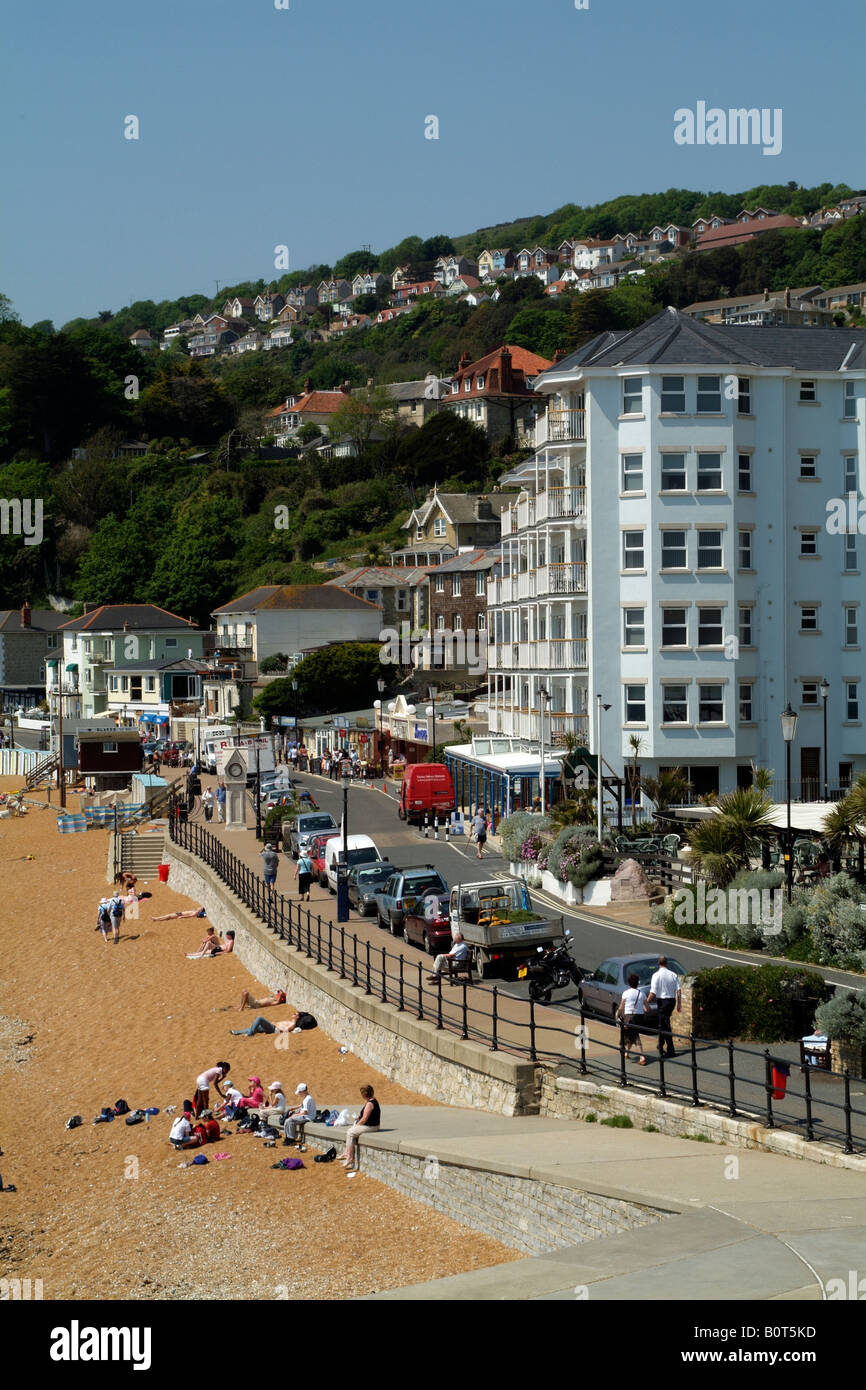 Seaside properties overlook Ventnor seafront Isle of Wight England ...