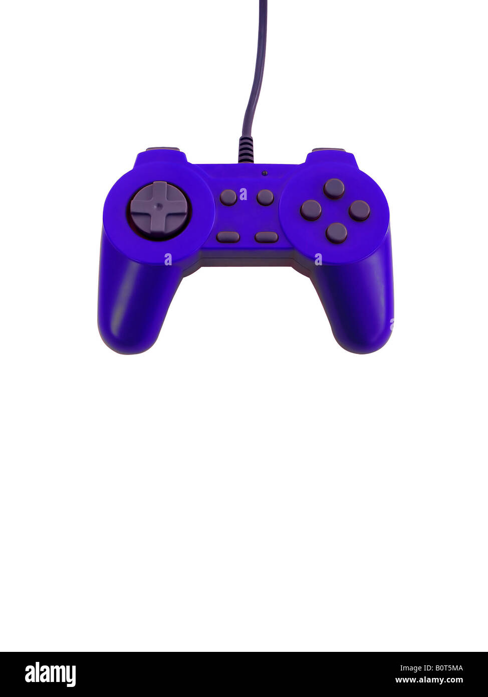 A blue game controller isolated over white with plenty of copy space ...