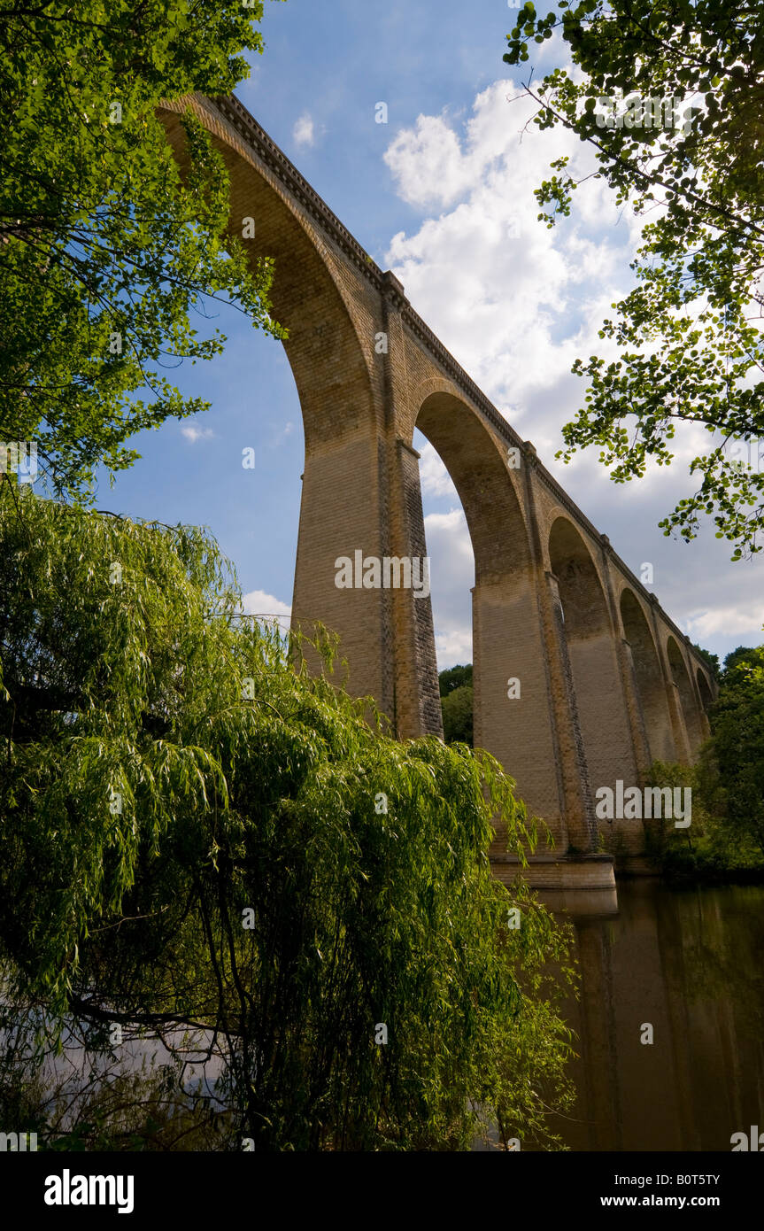 Old railway viaduct crossing river Creuse, Le Blanc, Indre, France Stock Photo - Alamy