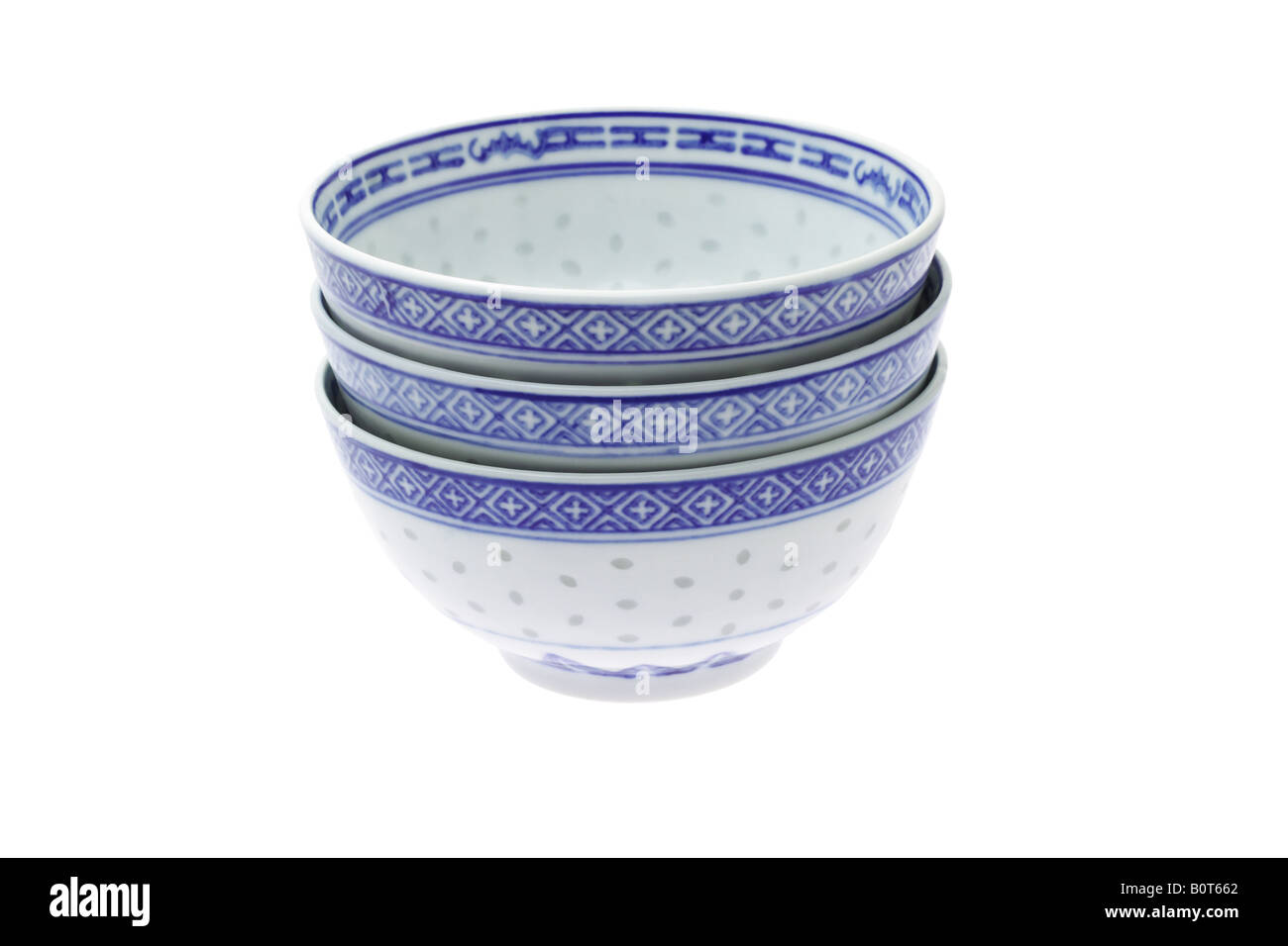 Stack of three Chinese traditional rice bowls on white Stock Photo - Alamy