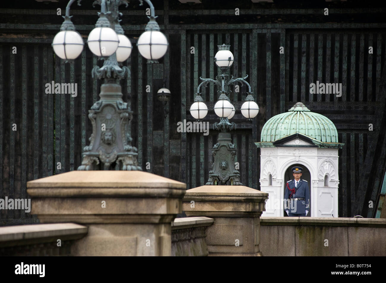 Guard on duty in sentry box at entrance to Imperial Palace in central ...