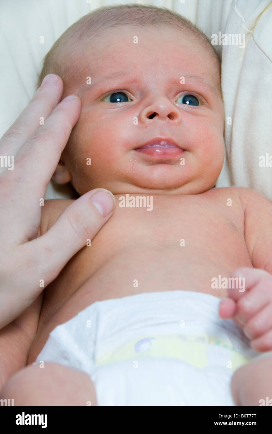Distressed face of Newborn Baby Boy Joshua Kailas Hudson Aged 20 days ...
