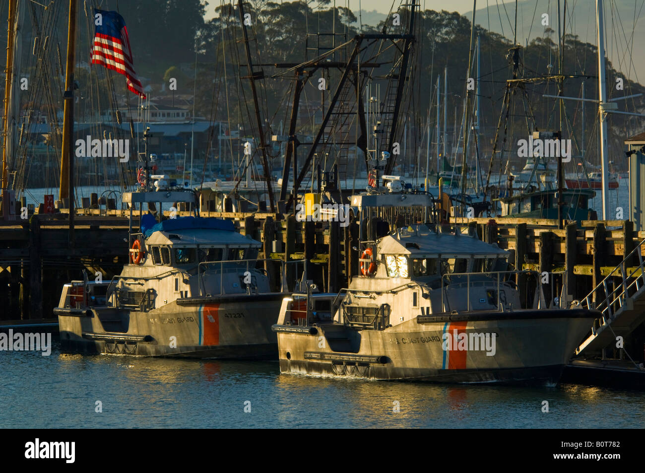 Coast Guard 47 Motor Life boats at station dock in harbor Morro Bay ...
