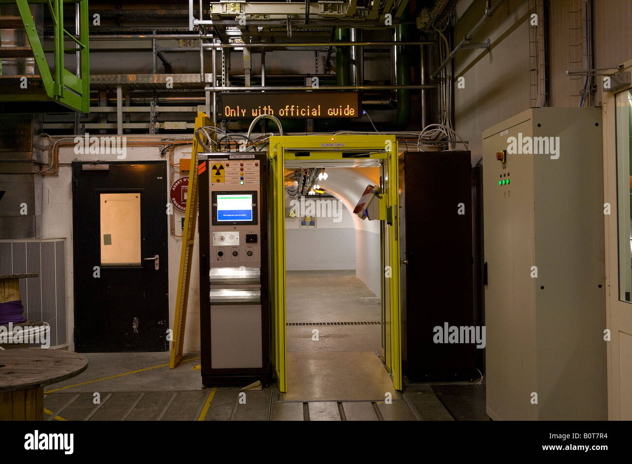 Entrance to large hadron collider viewing tunnel CERN Stock Photo - Alamy