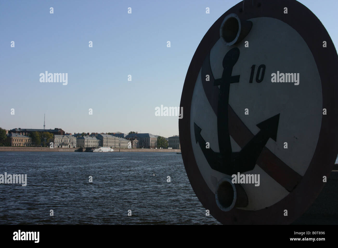 "No anchor" sign on Neva river, St. Petersburg, Russia Stock Photo - Alamy