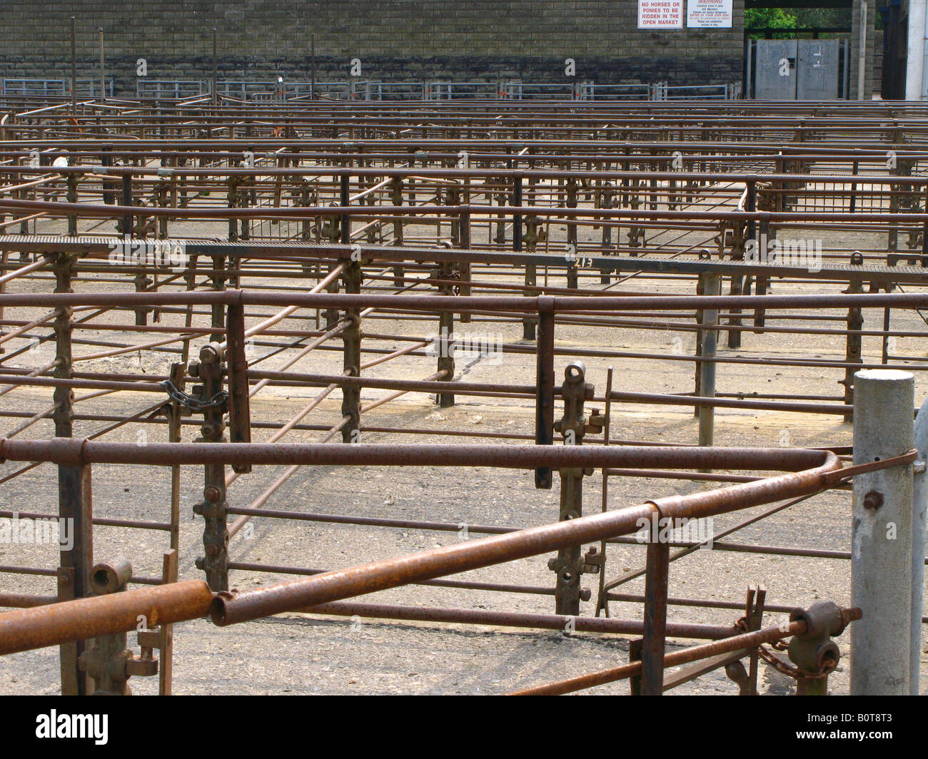 Empty livestock stalls at Abergavenny Farmers Market Stock Photo - Alamy