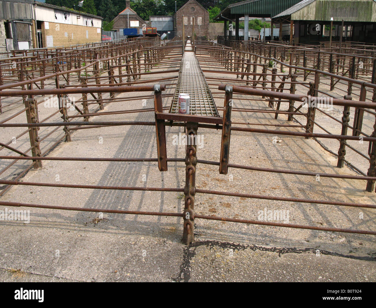 Empty livestock stalls at Abergavenny Farmers Market Stock Photo - Alamy