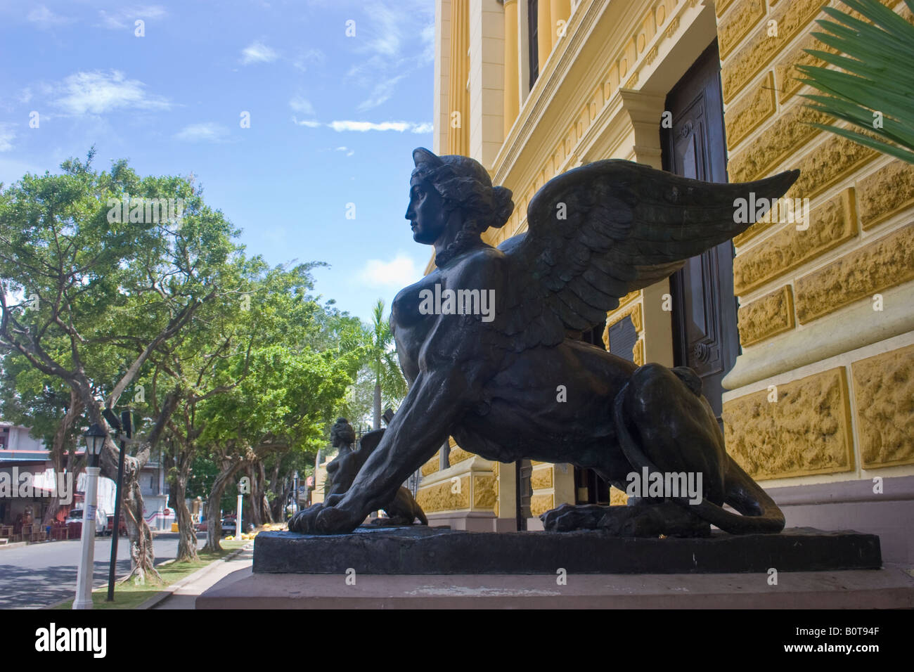 Sphinx at the entrance to the Instituto Nacional. Panama City, Republic ...