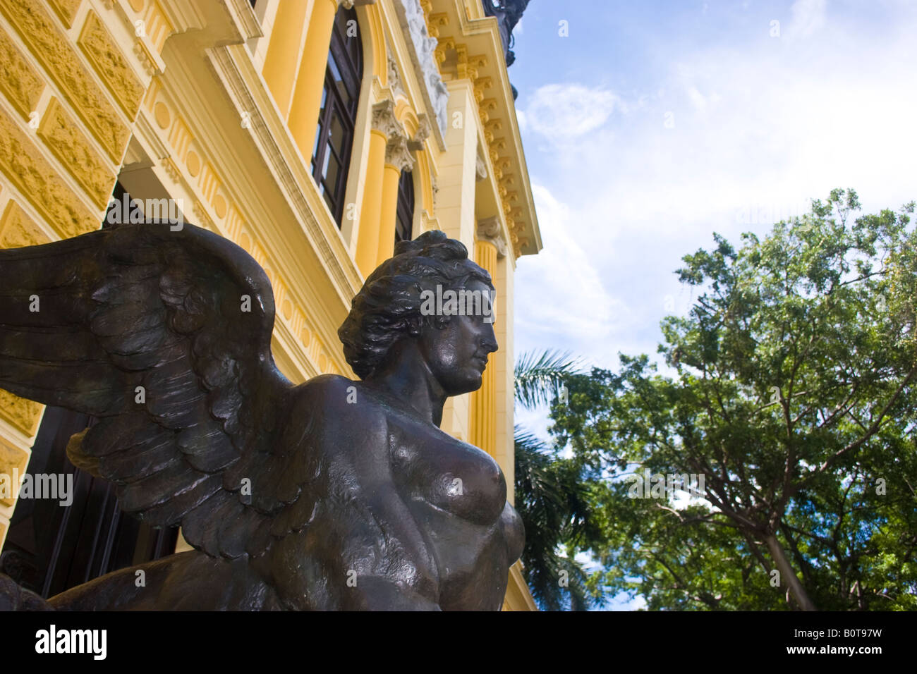 Sphinx at the entrance to the Instituto Nacional. Panama City, Republic ...