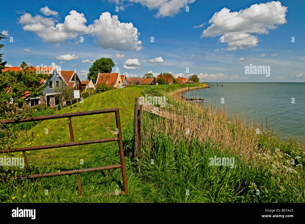 Netherlands Uitdam Village near amsterdam allong the dyke dike bank dam ...