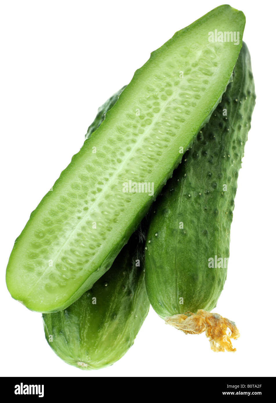 Green cucumber group isolated on white background Stock Photo - Alamy