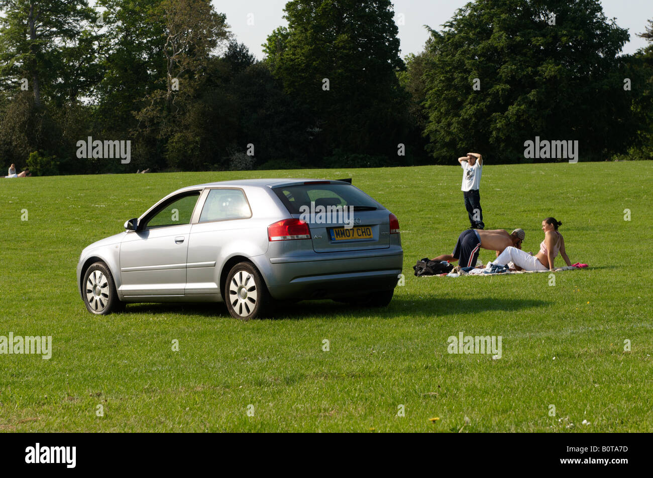 Car parked grass hi-res stock photography and images - Alamy