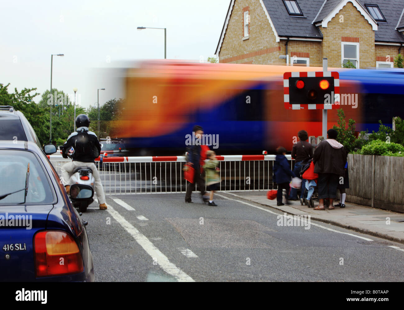 Very busy and dangerous level crossing Stock Photo - Alamy