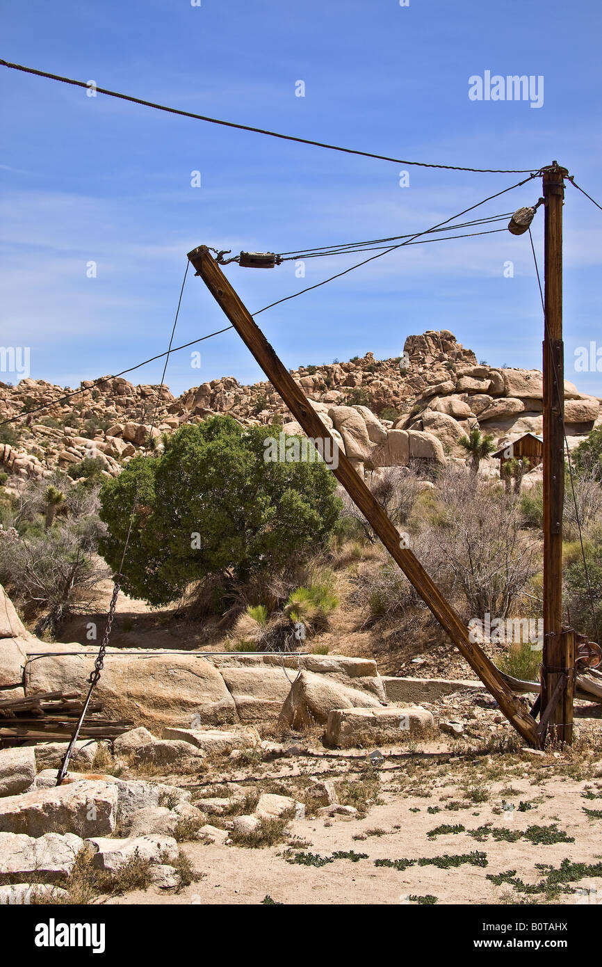 Home made drag line used to drag rocks to the crusher Stock Photo - Alamy