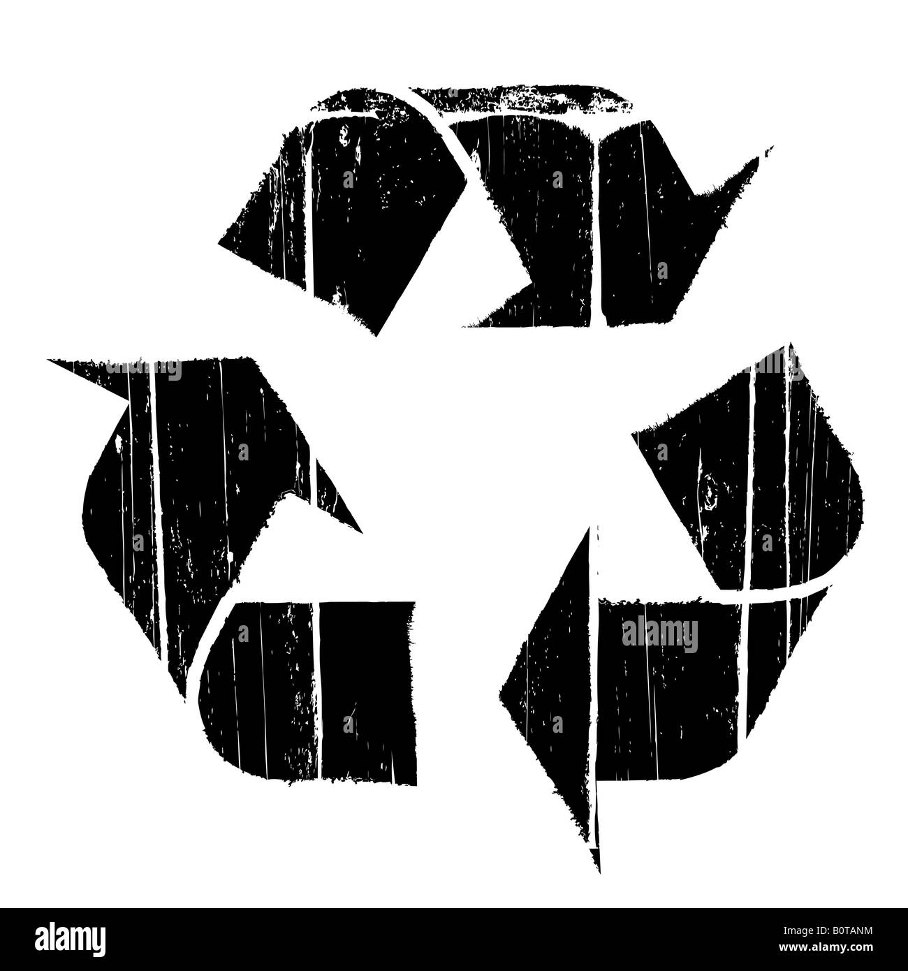 Vector illustration of an aged and old textured recycling symbol design ...