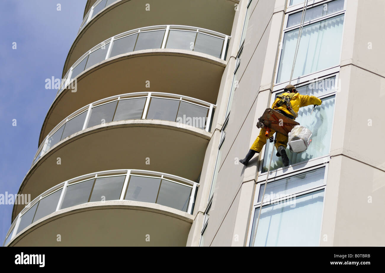 High Rise Window cleaner Nanaimo BC Canada Stock Photo - Alamy