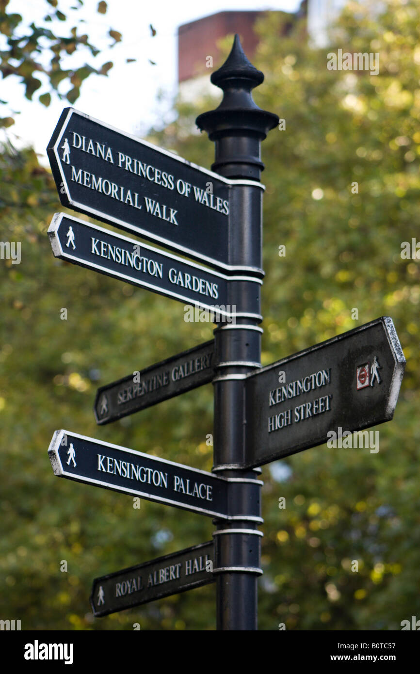 Footpath direction sign Hyde Park London Stock Photo - Alamy