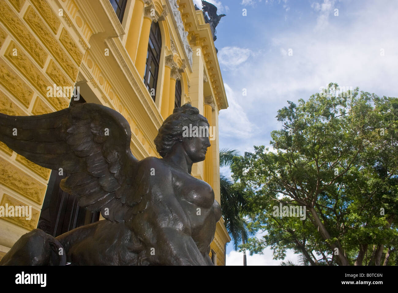 Sphinx at the entrance to the Instituto Nacional. Panama City, Republic ...