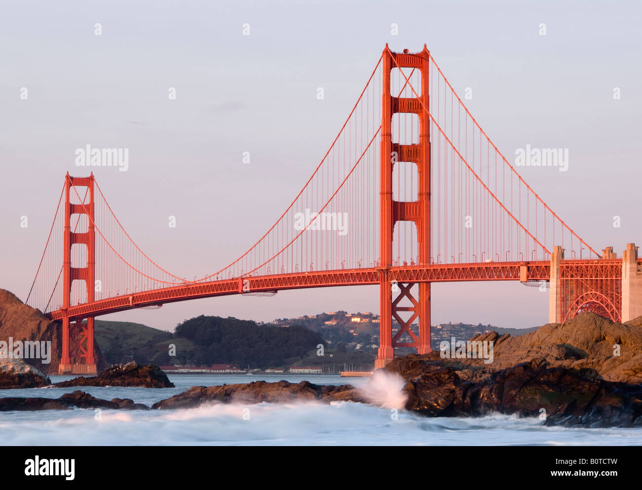 San Francisco Golden Gate Bridge at Sunset from Baker Beach Stock Photo ...