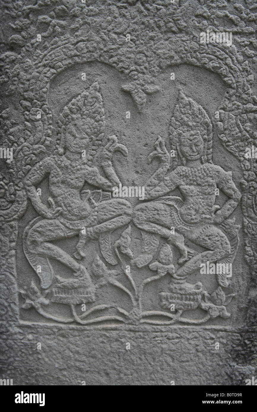 Apsaras or celestial dancers nymph goddesses dancing at Bayon the ...