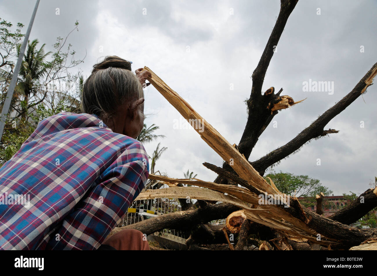 A local woman surveys the devastation done by Cyclone Nargis in the ...