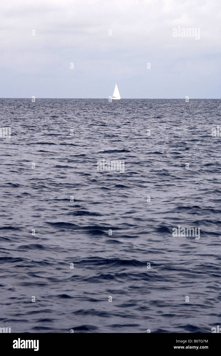 Single sailing yacht on a moody sea, Croatia Stock Photo - Alamy