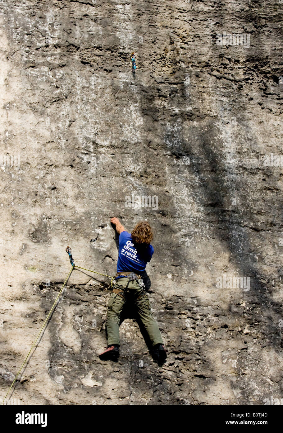 Rock Climber leading a route on Goldstein Stock Photo - Alamy
