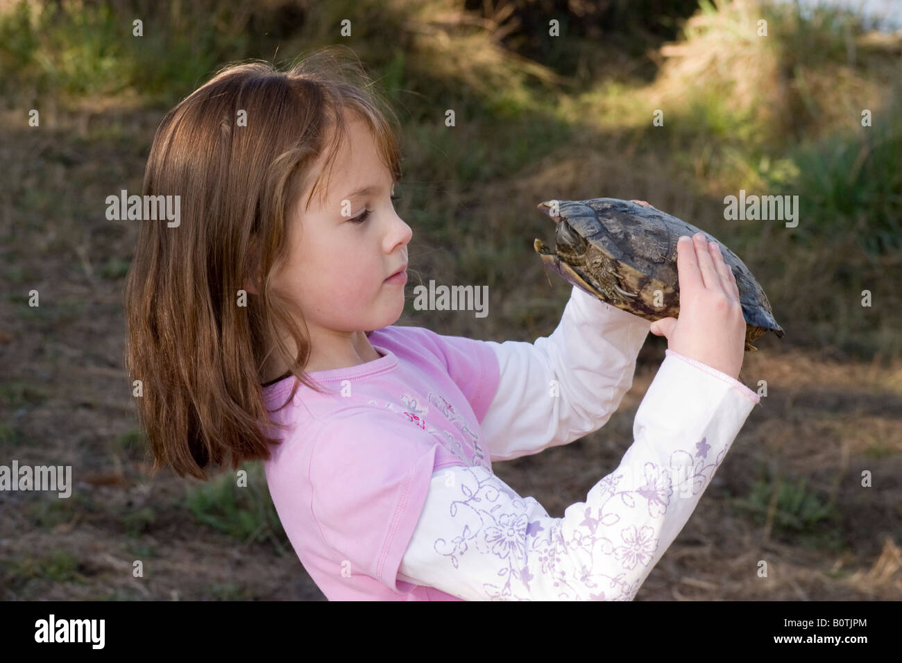 Girl holding a turtle Stock Photo - Alamy