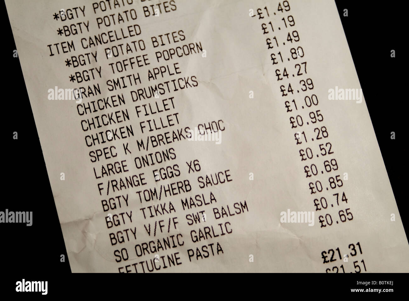 Supermarket receipt (UK Stock Photo, Royalty Free Image: 17752522 - Alamy