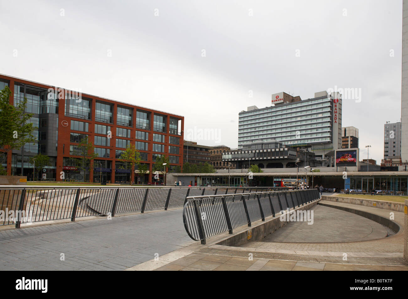 Bridge over water feature in Piccadilly gardens Manchester UK Stock ...