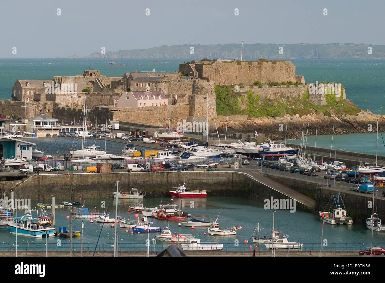 Channel Islands Guernsey St.Peter-Port harbour & castle Cornet Stock ...