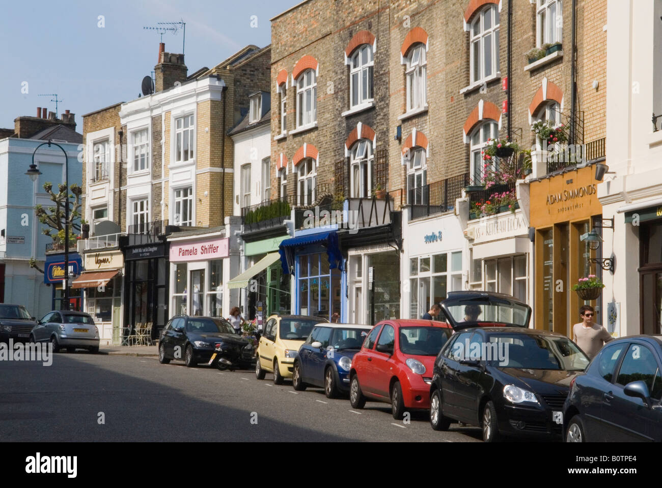 Primrose Hill, London, Regents Park Road, shops and cafe UK 25th May ...