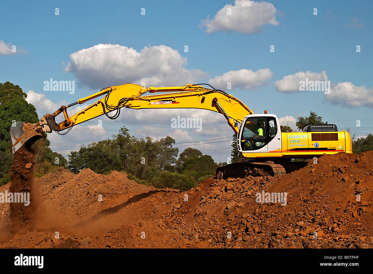 Construction Excavation - Hydraulic Excavator - Backhoe Stock Photo - Alamy